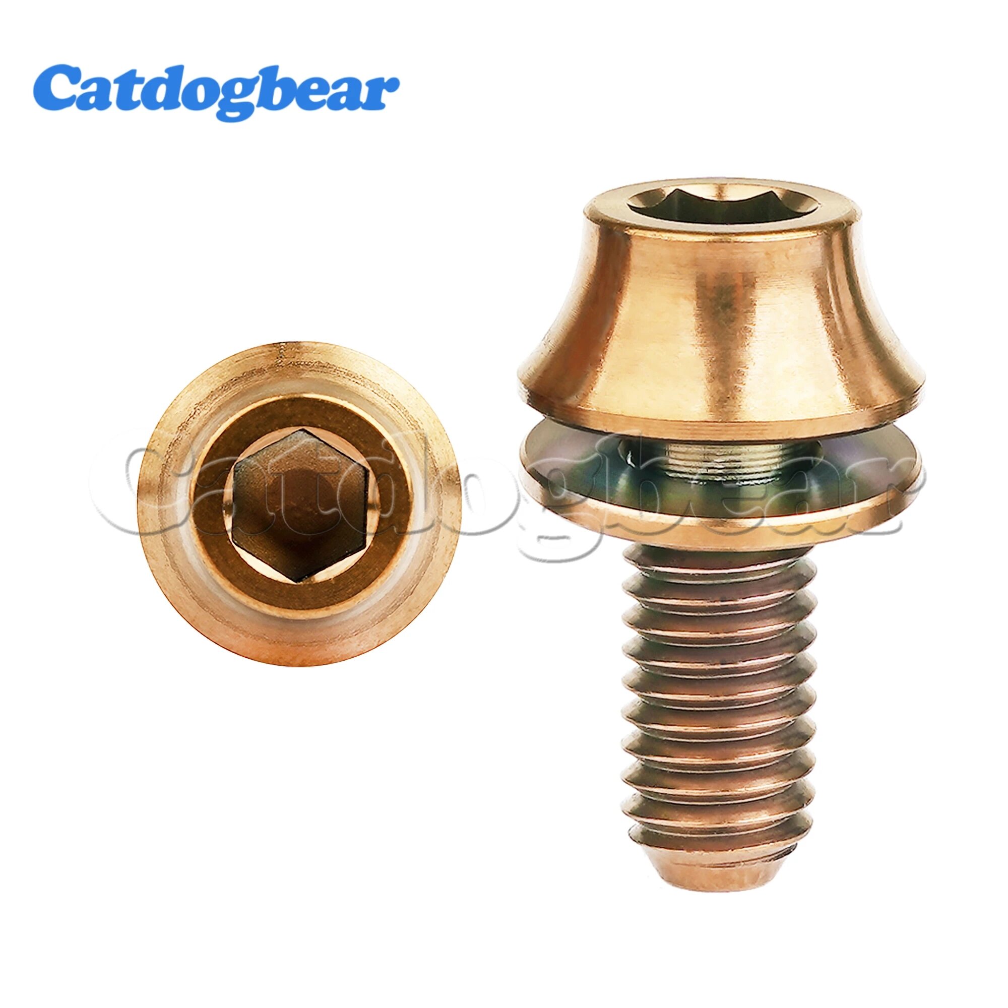 CATDOGBEAR Титановый болт M5x12 мм с шайбой для крепления велосипедной бутылки Bronze
