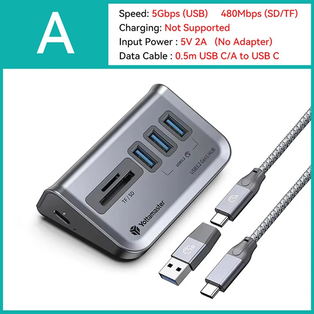 Yottamaster USB3.2 Gen2 USB-C хаб 10Gbps