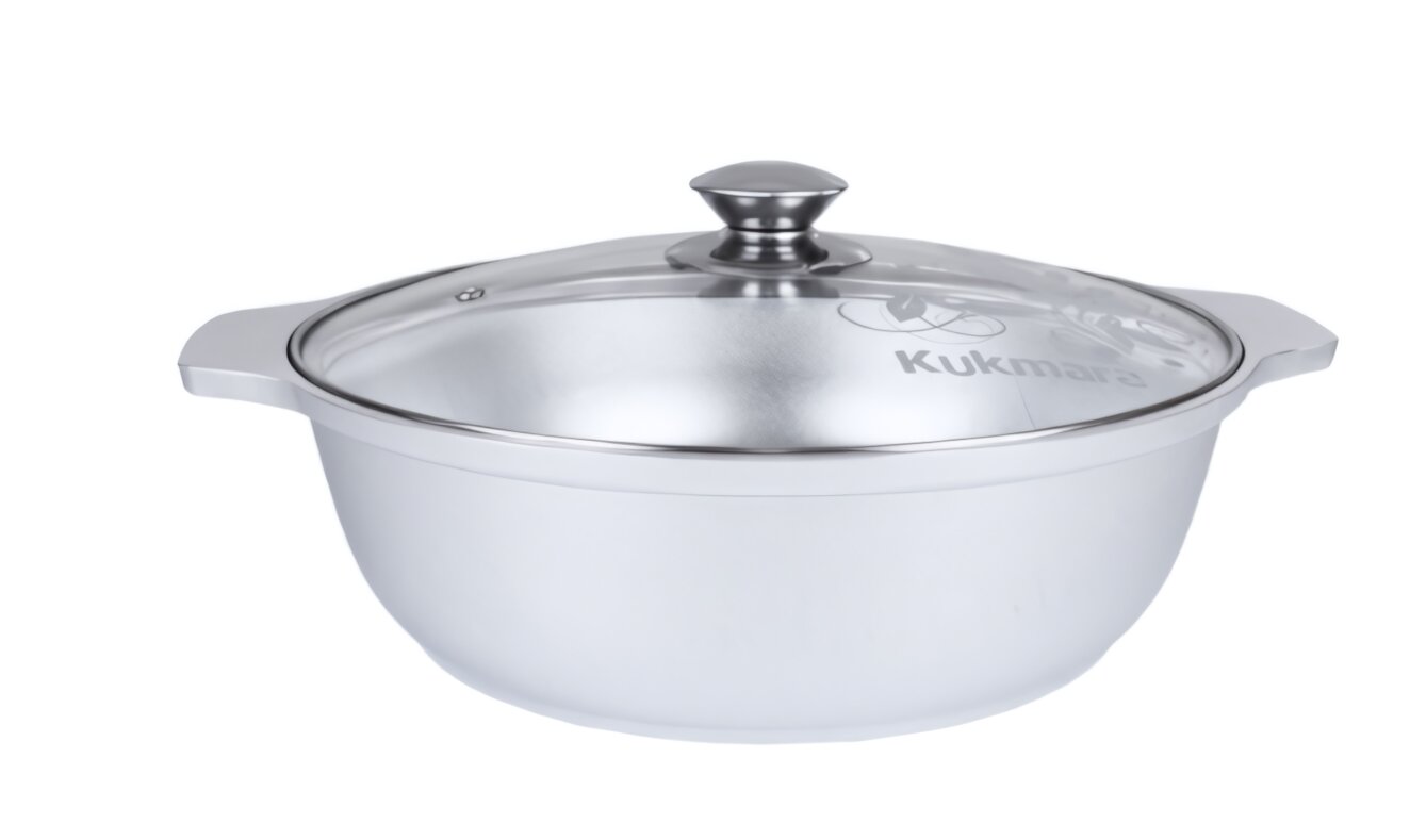Жаровня Kukmara алюминиевая 3л со стеклянной крышкой и ручками, для плиты и духовки