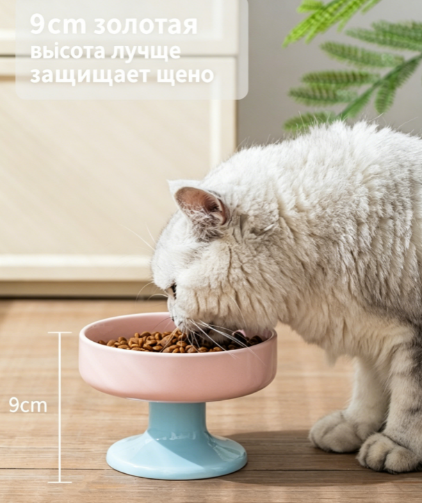 Керамическая миска для медленного кормления домашних животных с подставкой