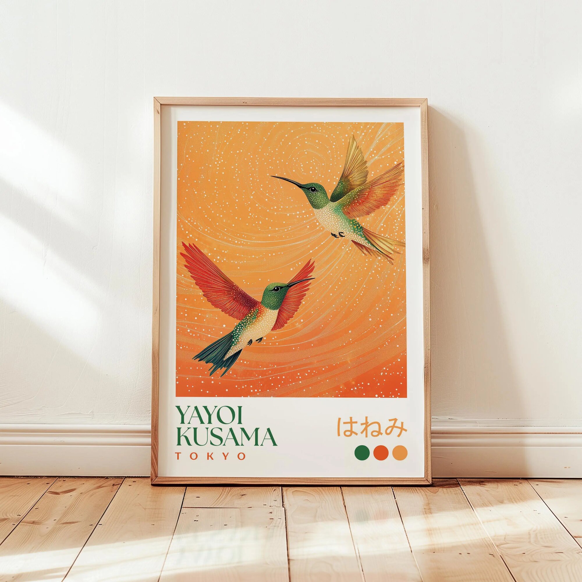 Постер «Летающий Кран И Рыбки Кои» в стиле Яйои Кусамы JY600-07, 30x40cm No Frame