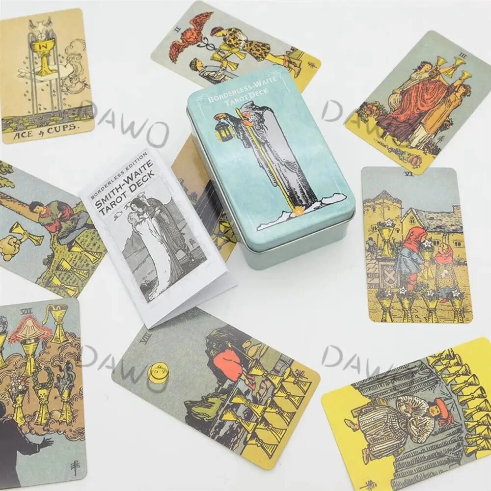 Карты Таро уэйта винтажное с железной коробкой / Vintage tarot 10*6см.