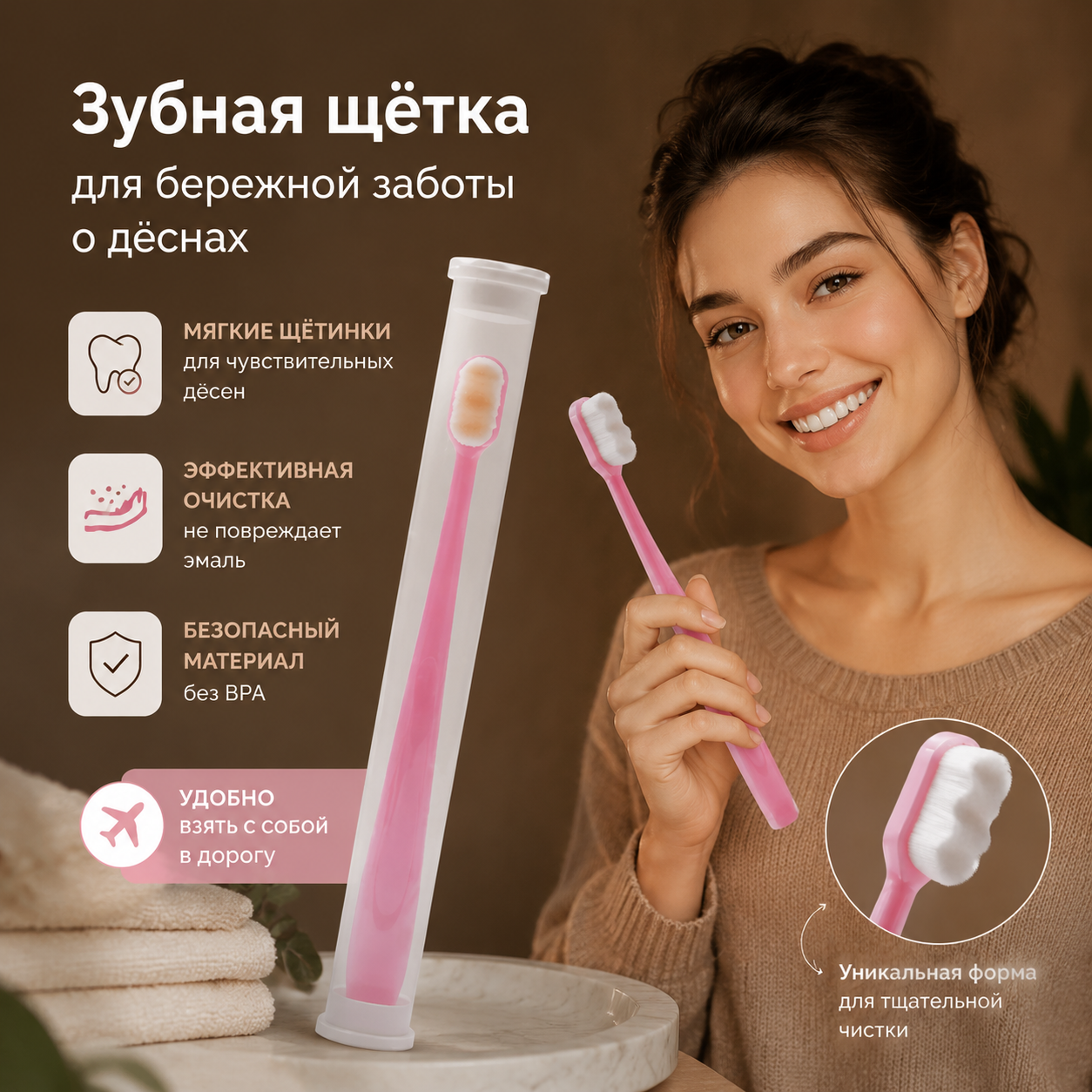 Зубная щетка lacalut pure média 3 шт. branco pпрямая розовая