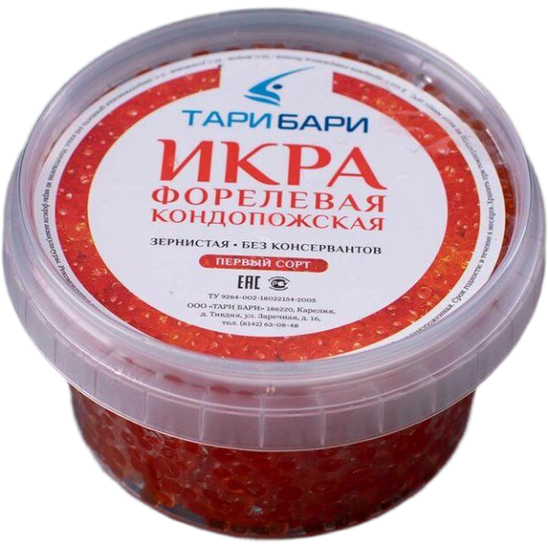 200гр ~ Икра форелевая кондопожская Первый сорт Тари Бари (Свежая, без консервантов)