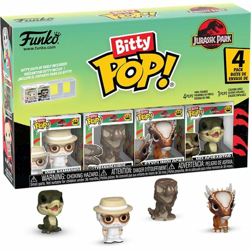 Набор фигурок Funko Bitty POP! Jurassic Park John Hammond & Tyrannosaurus Fossil & Stygimoloch & Velociraptor 92954