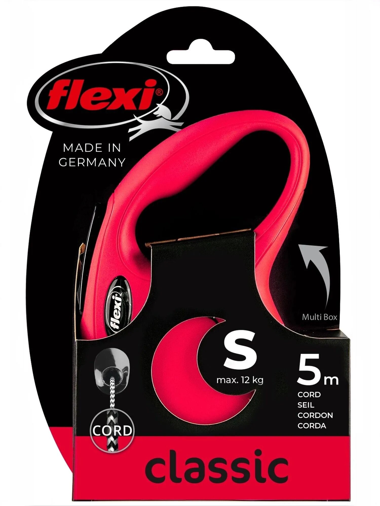 Поводок-рулетка для собак Flexi New Classic S тросовый красный 5 м до 12 кг