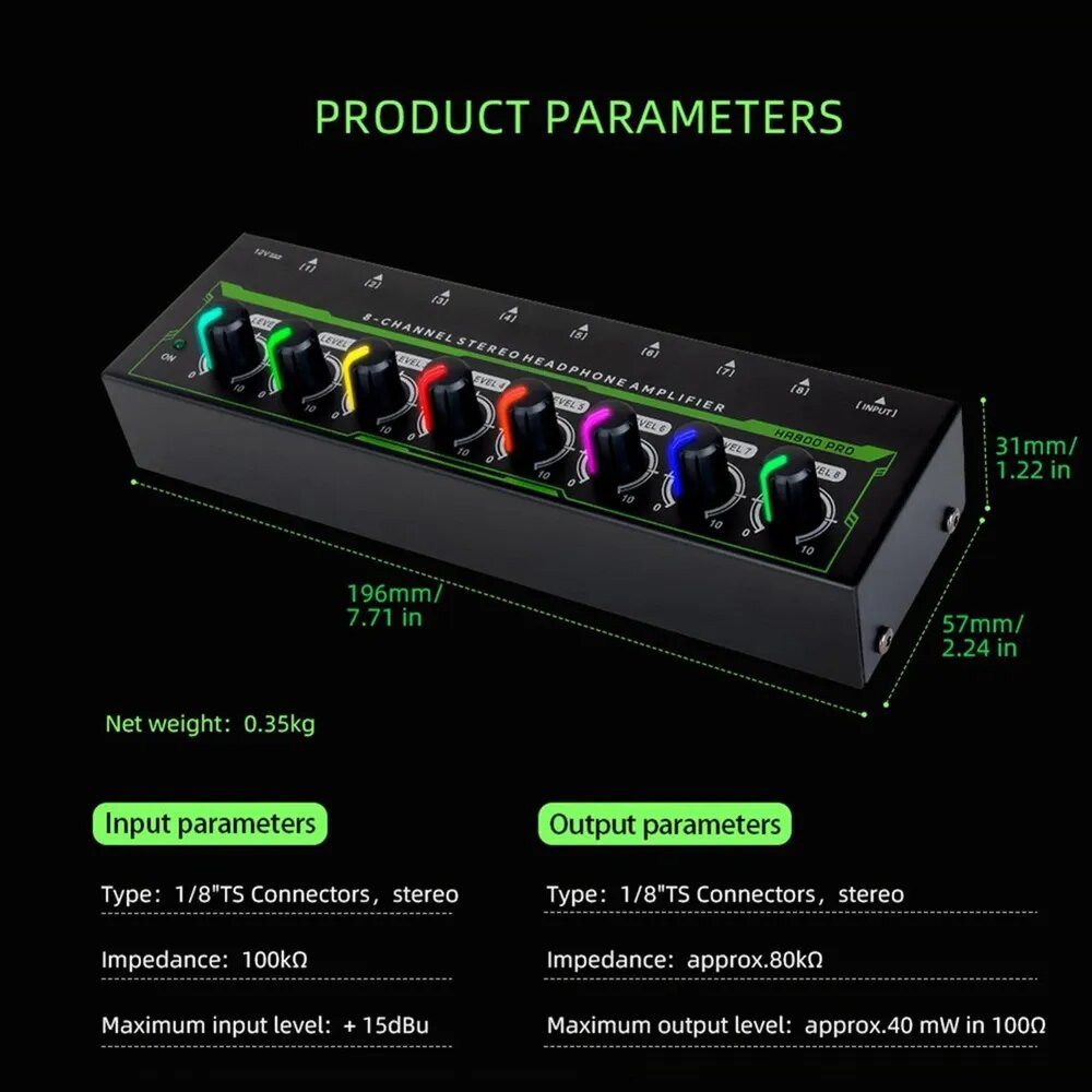 HA800 PRO 8-Канальный Усилитель Для Наушников RGB Стереоусилитель
