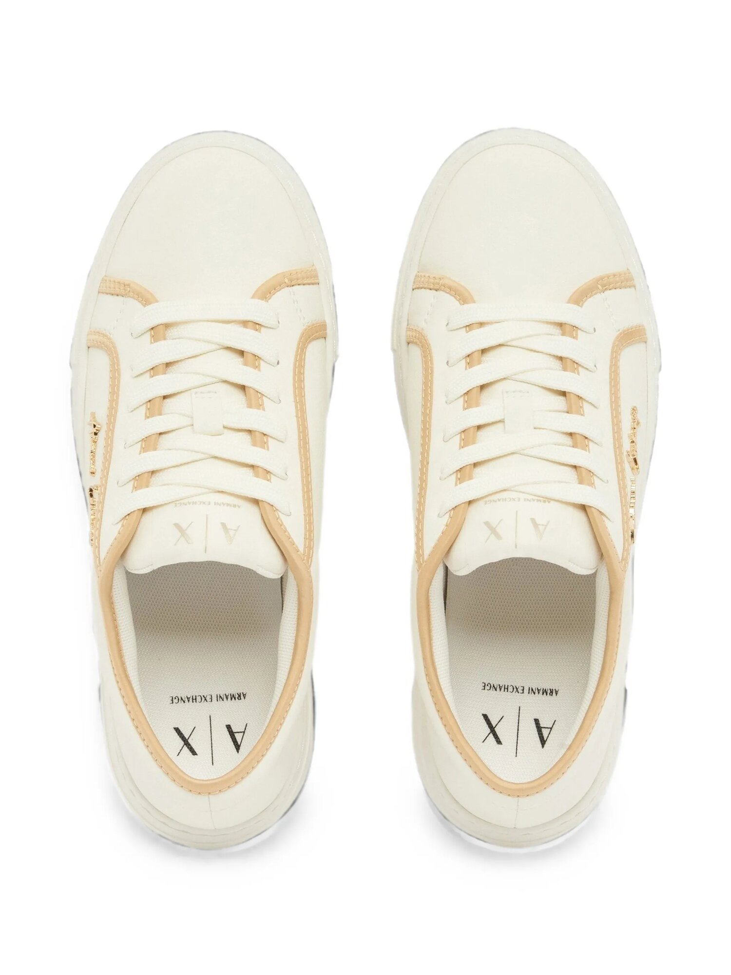 Кроссовки Armani Exchange Logo-plaque lace-up sneakers, размер 41, бежевый/белый — фото 1