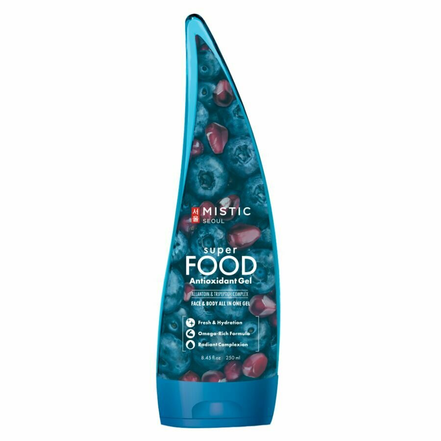 Антиоксидантный гель для лица и тела MISTIC Super Food Antioxidant Gel "Суперфуд" с аллантоином и трипептидным комплексом Anti-Age 250 мл.