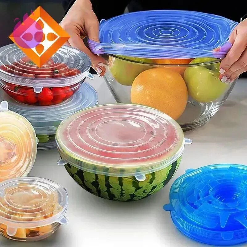 Крышка силиконовая, 11, 13, 16, 9.5, 8.2, 5.6 см, 6 шт