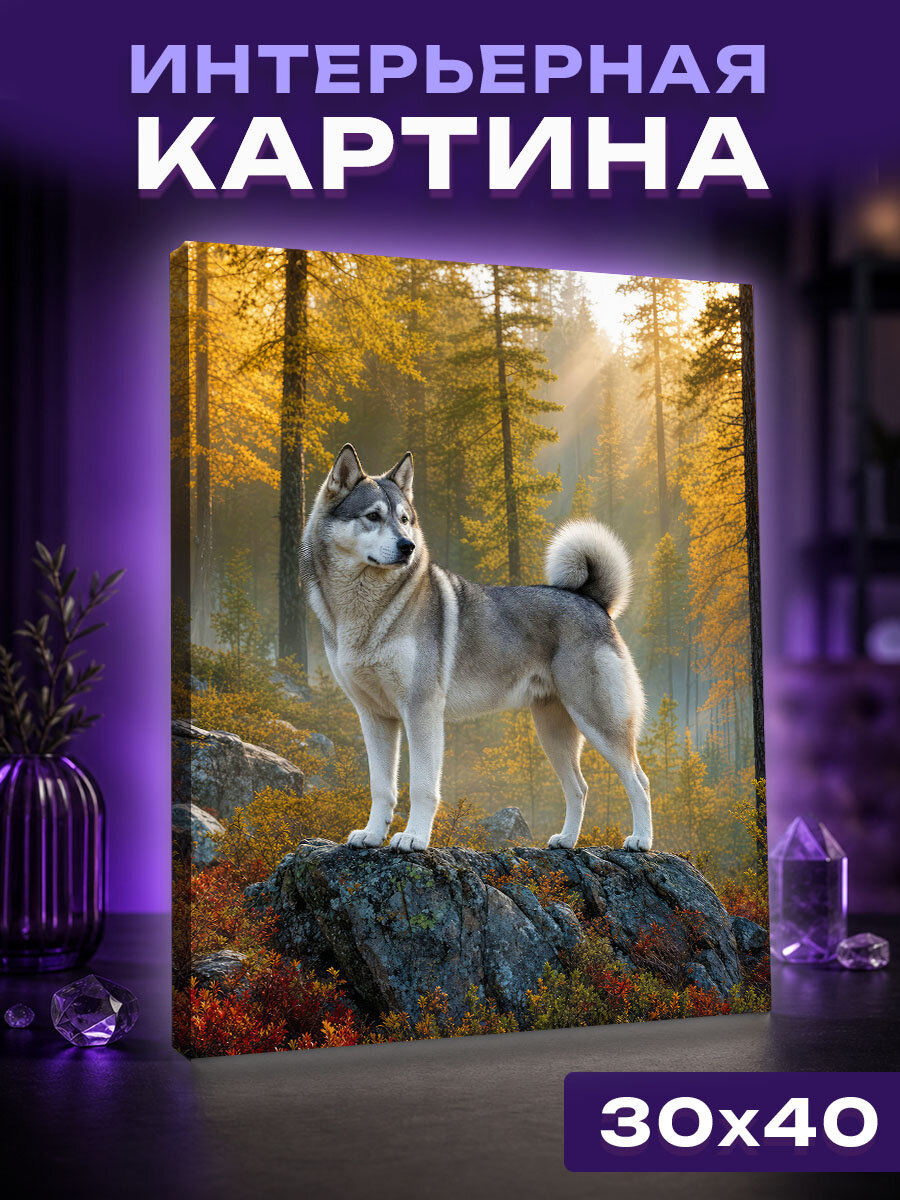 Интерьерная картина Лайка над осенней тайгой