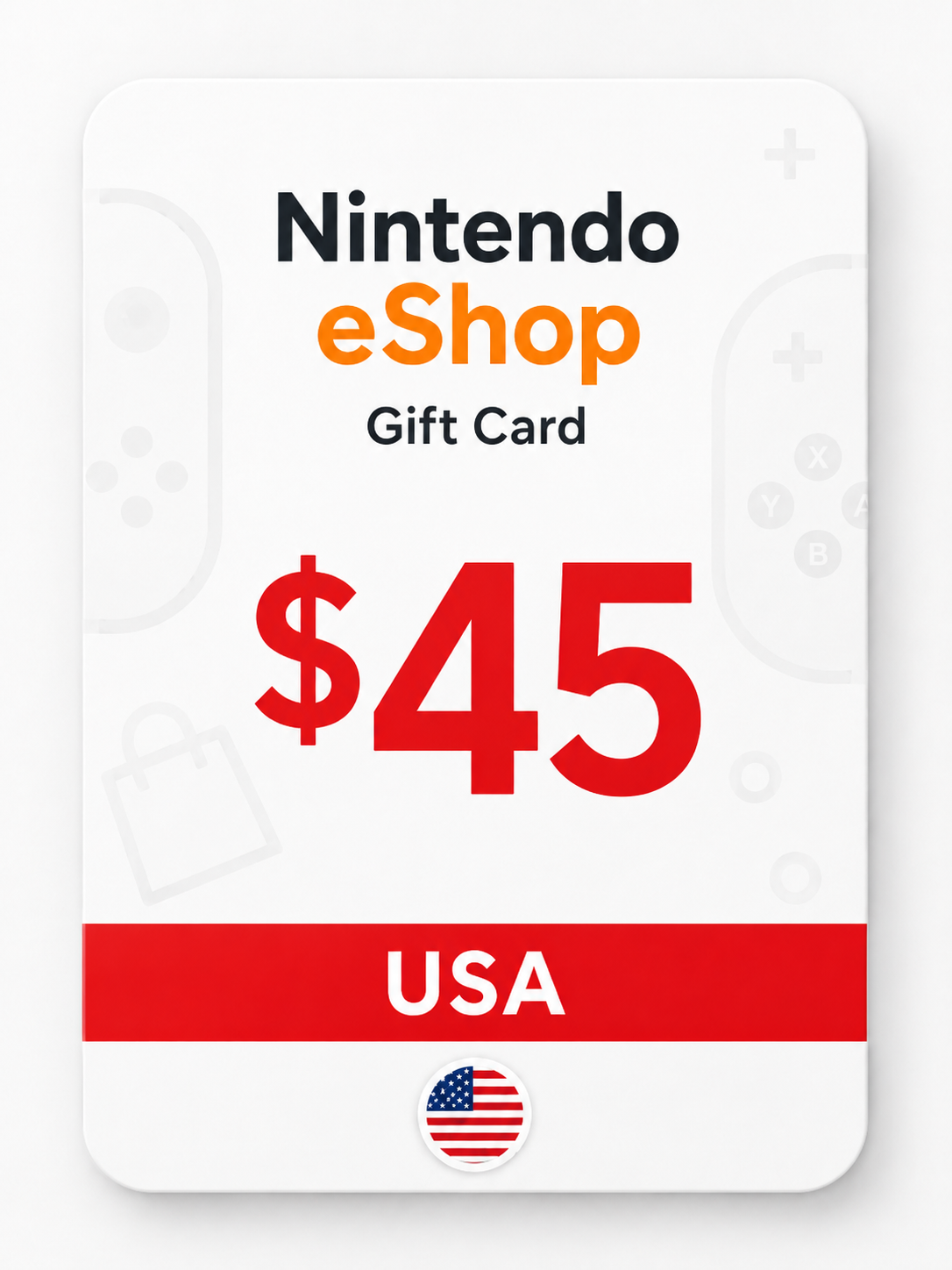 Nintendo eShop подарочная карты для региона США. Номинал карты: 45$