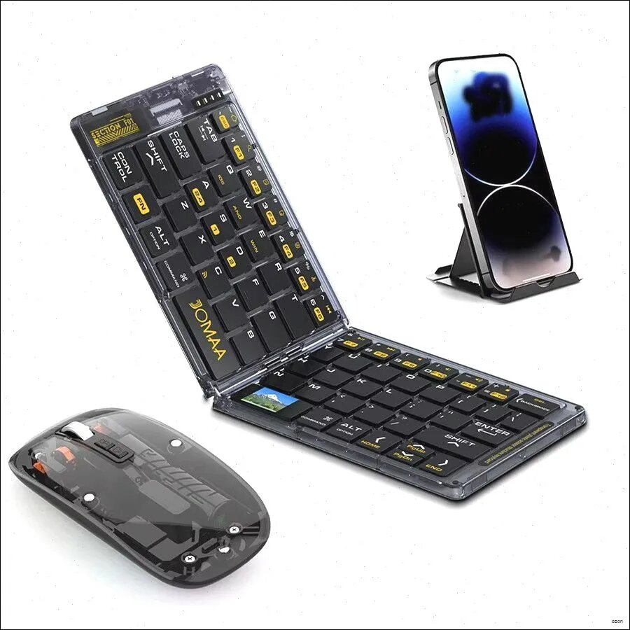 JOMAA Комплект клавиатура, мышь беспроводная KEYSET208BLRU, Русская раскладка, черный