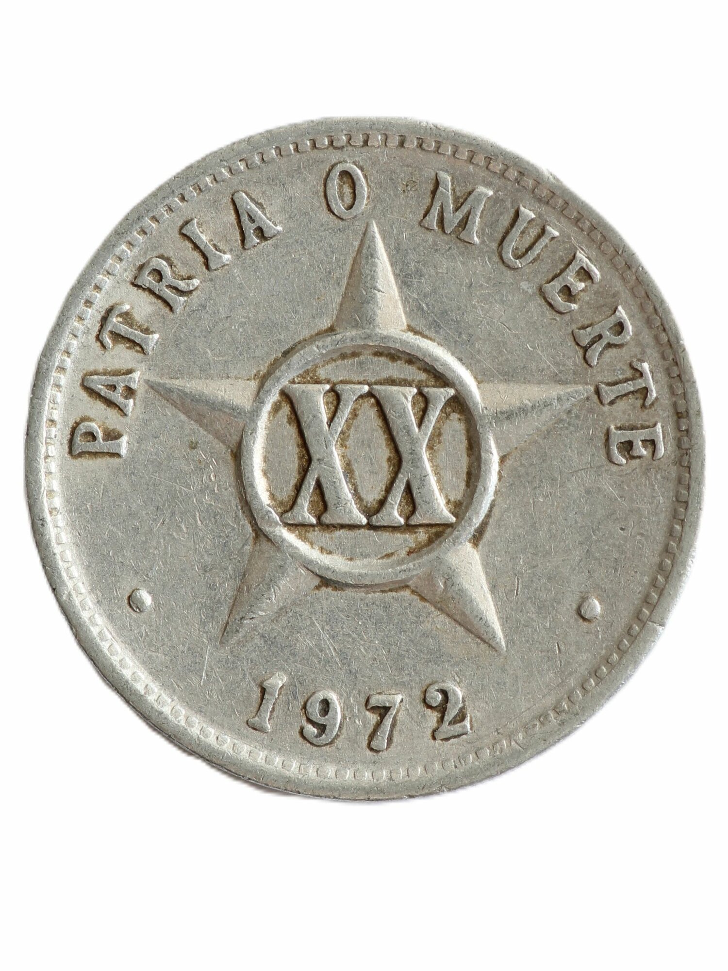 Подлинная монета Кубы 20 сентаво 1972 года