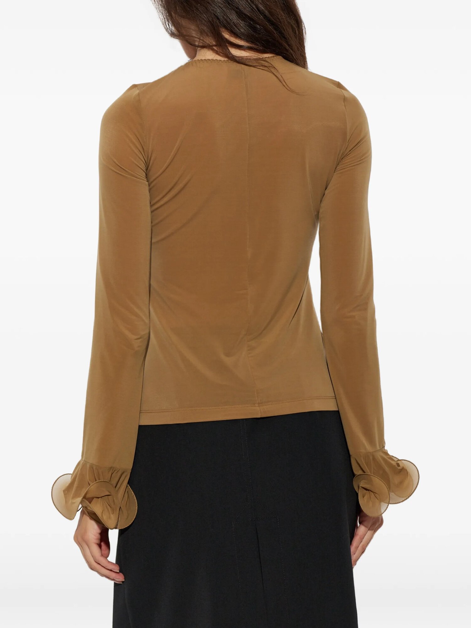 Топ MOSCHINO Ruffled-cuff long-sleeve top, размер 40 — фото 1
