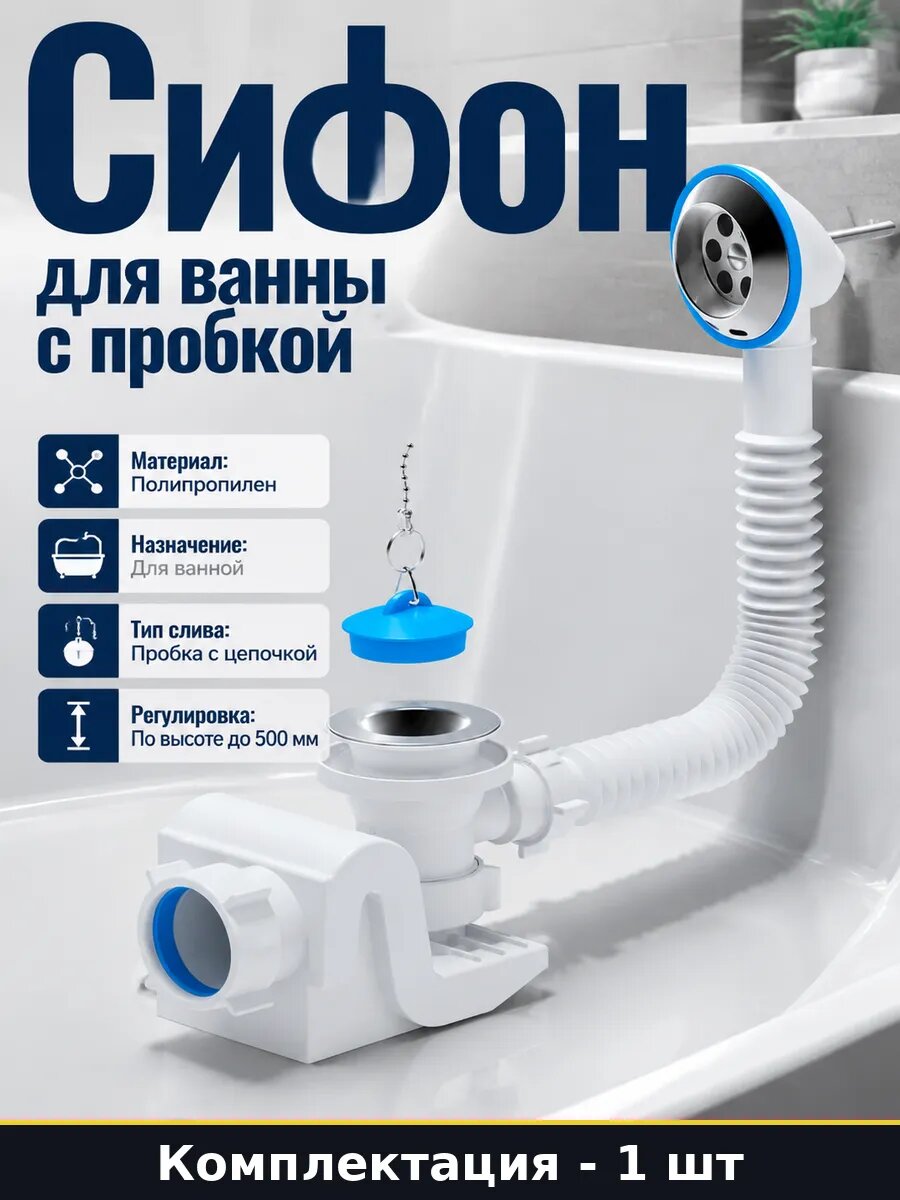 Обвязка для ванны полипропиленовая с переливом и пробкой