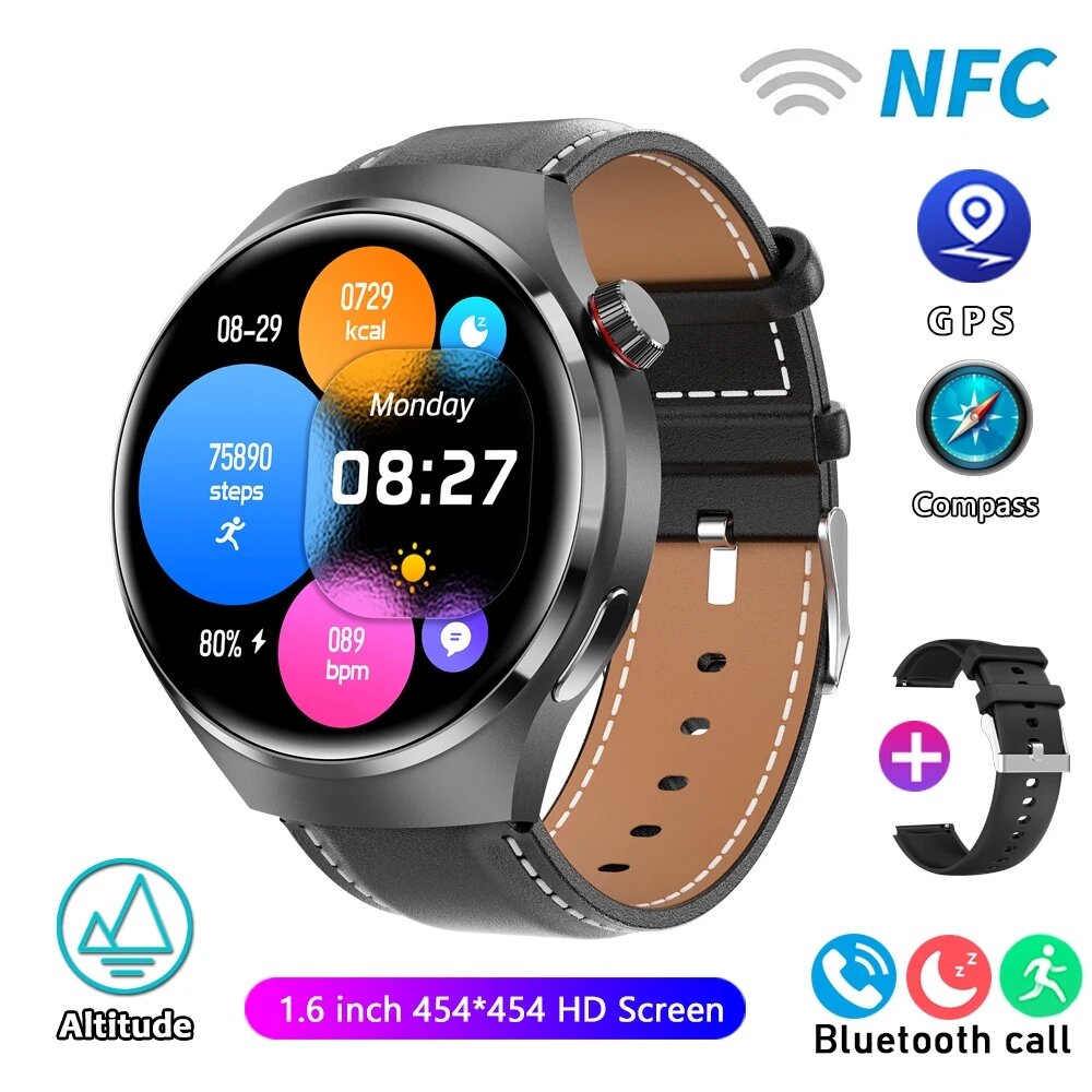 Умные часы Black leather belt, GPS, NFC