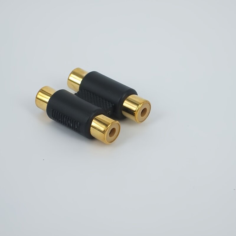 Разъем RCA "мама-мама" переходник прямой, 2 пары, золотистый цвет