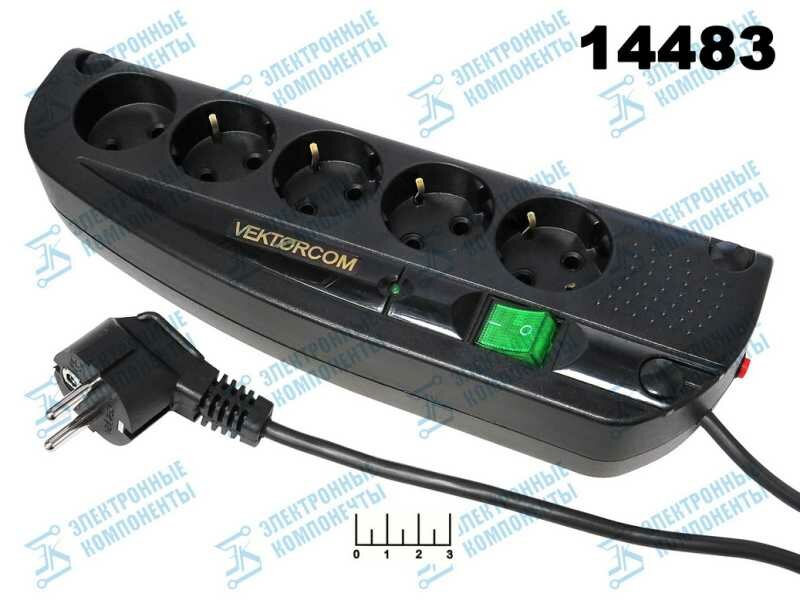 Сетевой фильтр 4+1/1.8м Vektor-Com (max-10A) (белый)