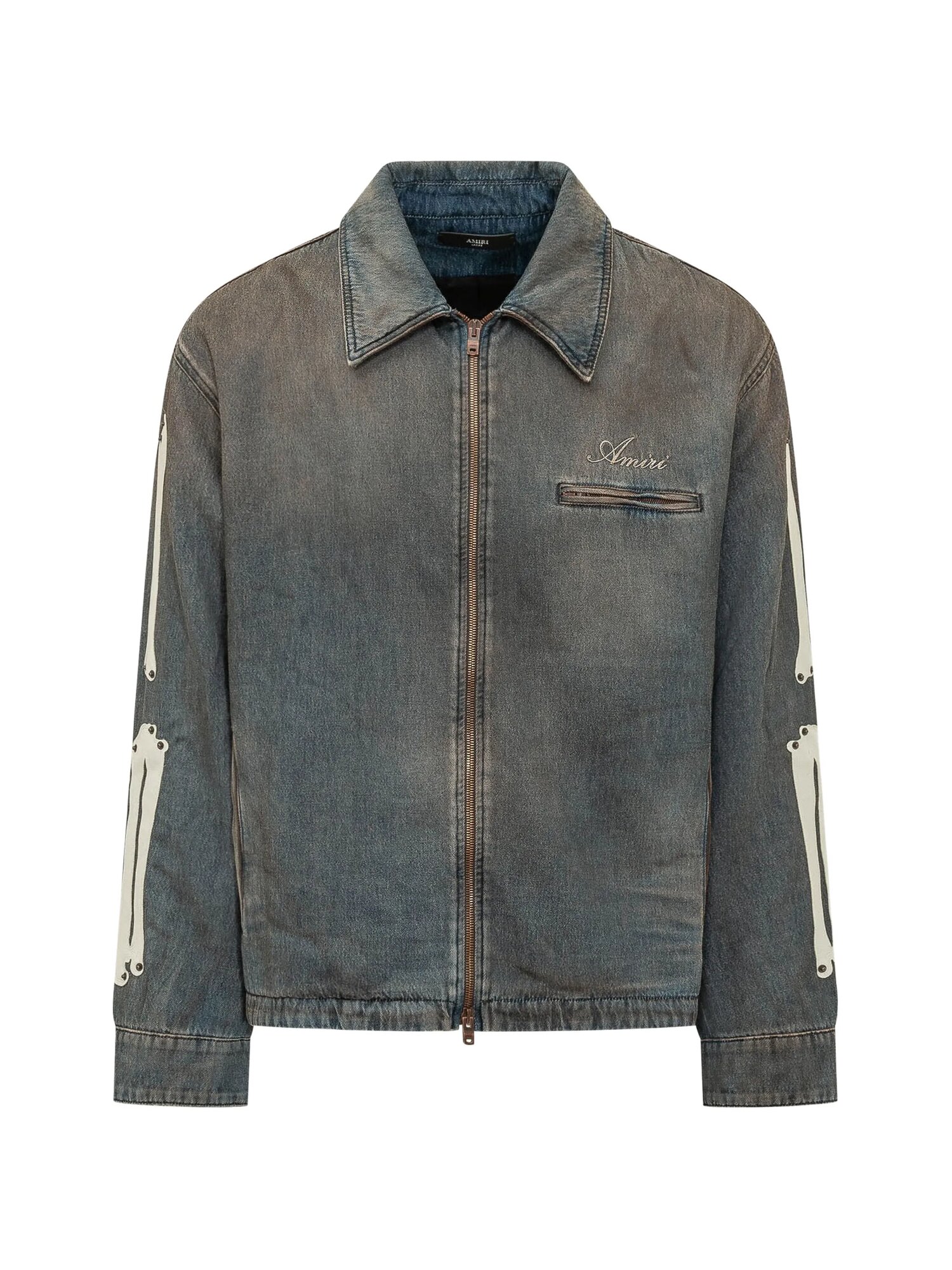Куртка Bones leather-patch denim jacket