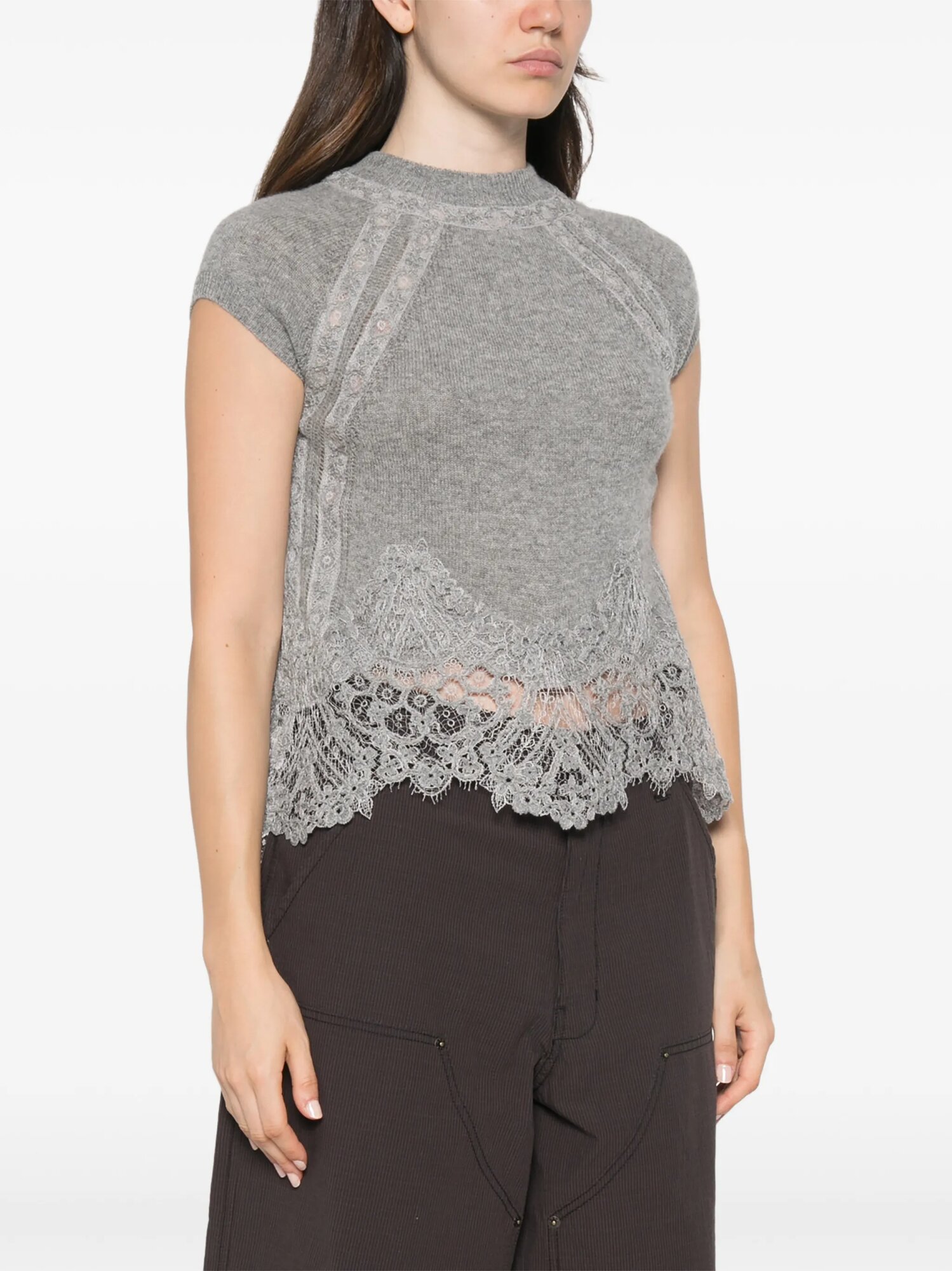 Топ Ermanno Scervino Lace-trim knitted top, размер 38 — фото 1