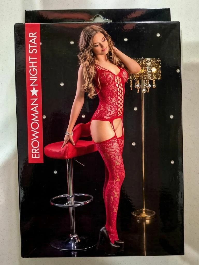 Комбинезон-сетка Erowoman Eroman, красный, нейлон, размеры S/L