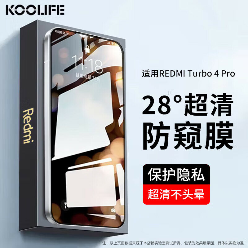 28° True Privacy закаленное стекло защитная пленка для Xiaomi Redmi Turbo 4 Pro с защитой от просмотра Цвет：Защитная