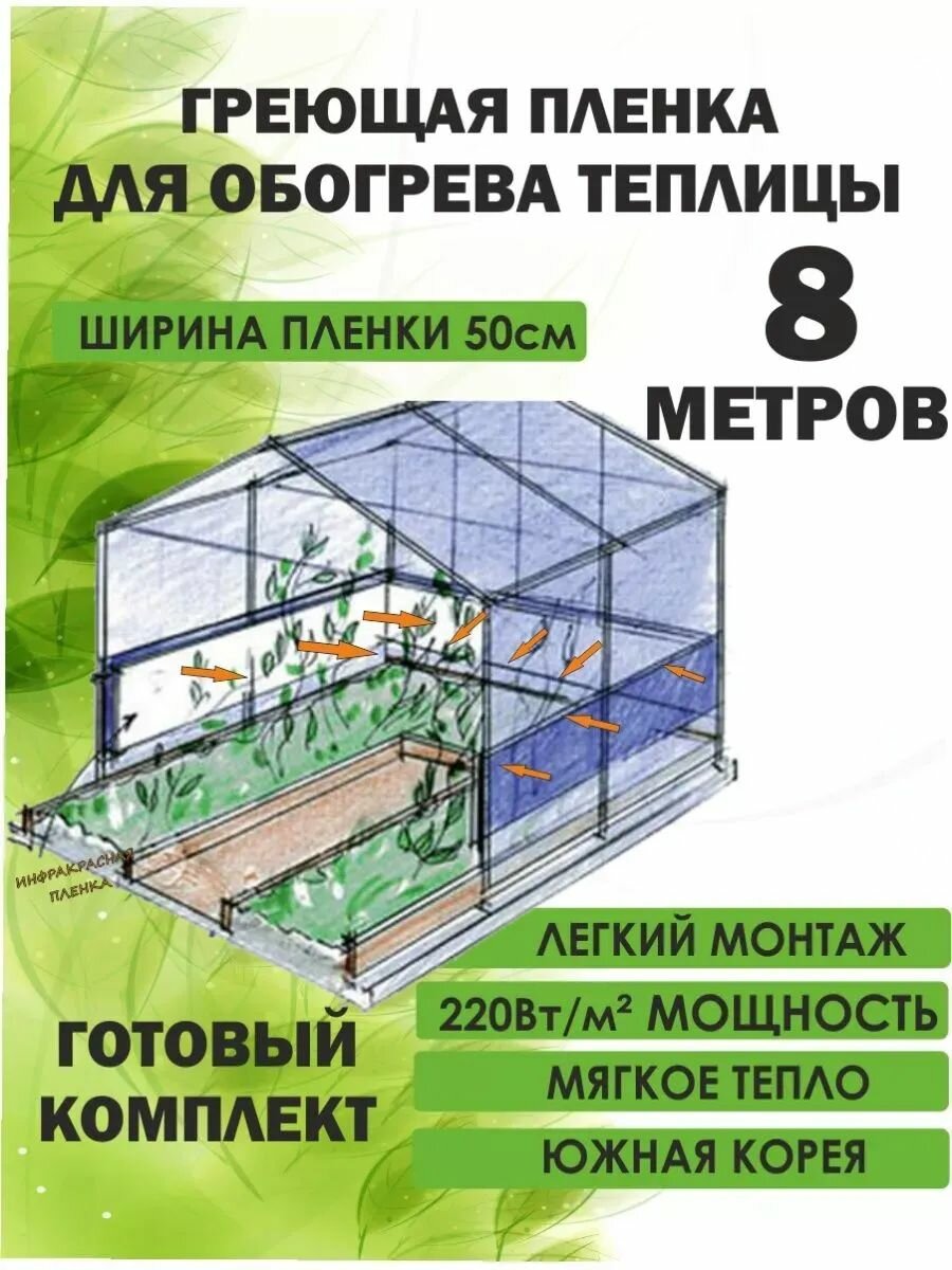 Обогреватель для теплицы ленточный 8 метров