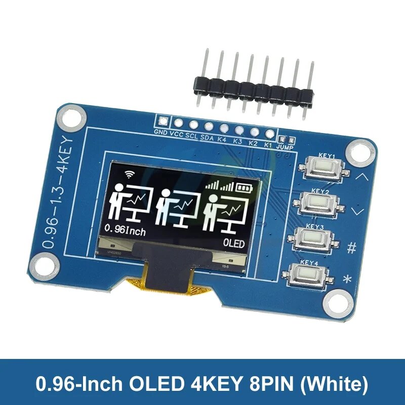 OLED-дисплей 0.96" 4KEY White для Arduino/Raspberry Pi