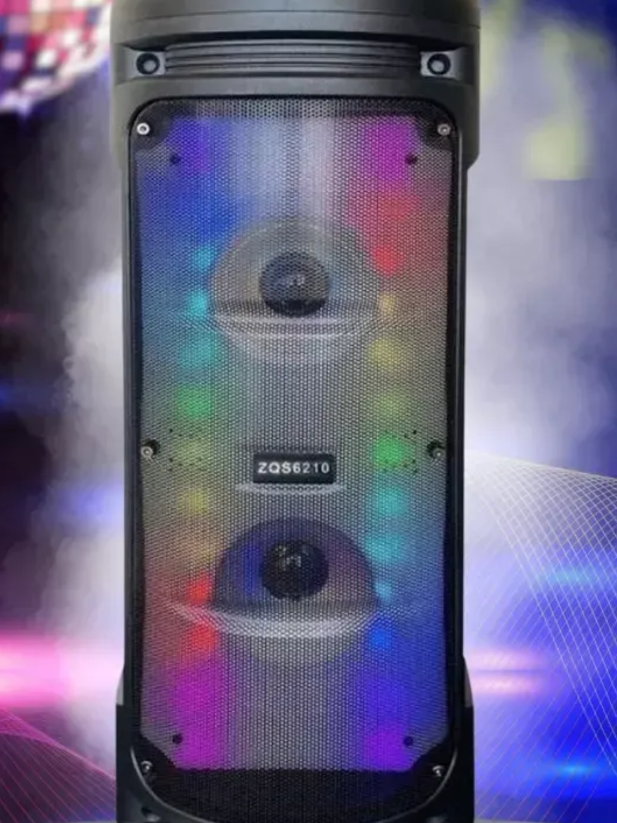 Портативная колонка ZQS6210W, с микрофоном, LED-подсветка, черная