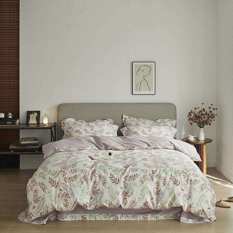 Дизайн Soft Bean 100% хлопковый комплект постельного белья из 4 предметов для кроватей 1.8м/2.0м с чехлом на одеяло