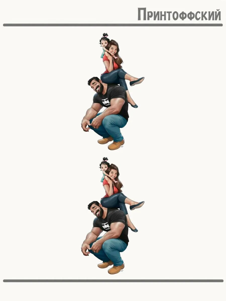 2-е (Две) Термонаклейки Семья Family Папа Мама Дочка