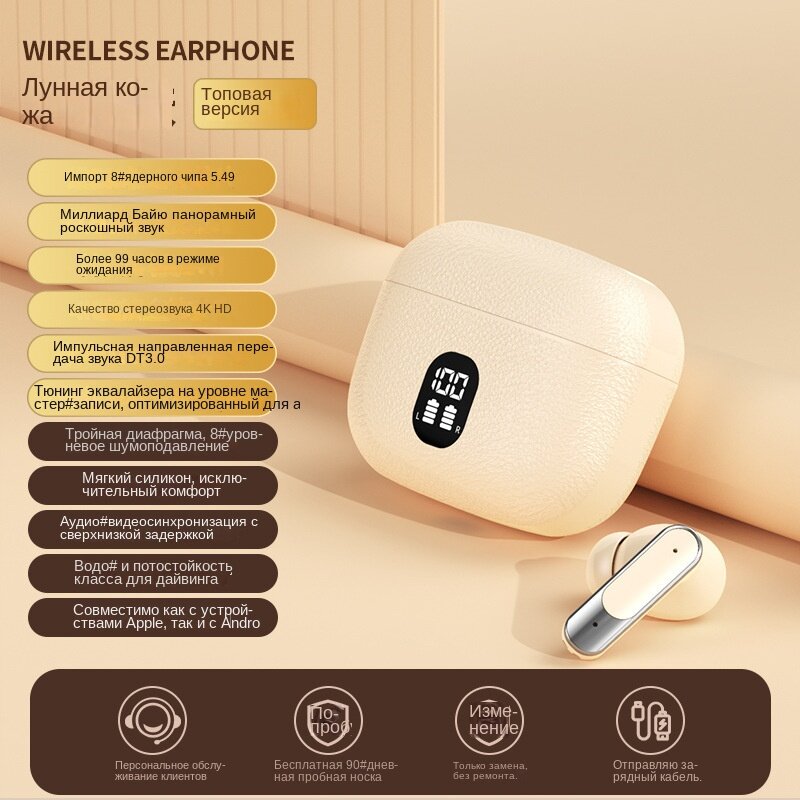 Новые Bluetooth-наушники с дисплеем (TWS) – вставные design, водонепроницаемые, высокое качество звука