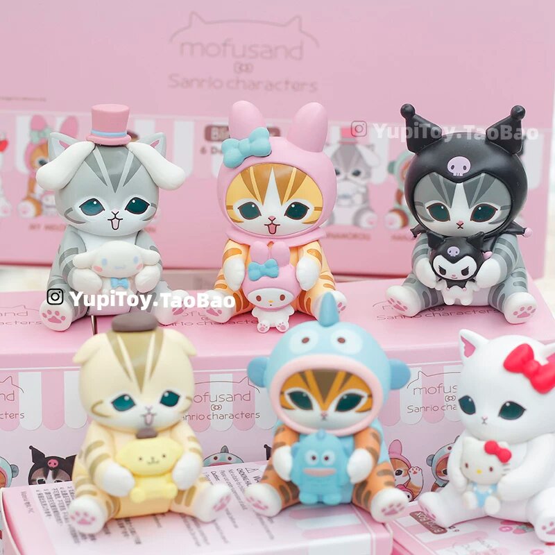 Модельная фигура Mofusand серия 7-Eleven Sanrio слепая коробка полный набор 6 штук настольная игрушка подарок