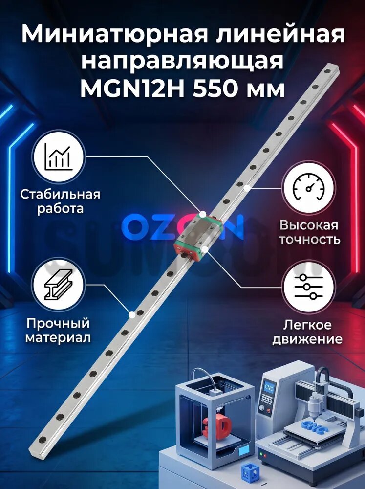 Миниатюрная линейная направляющая MGN12H 550mm