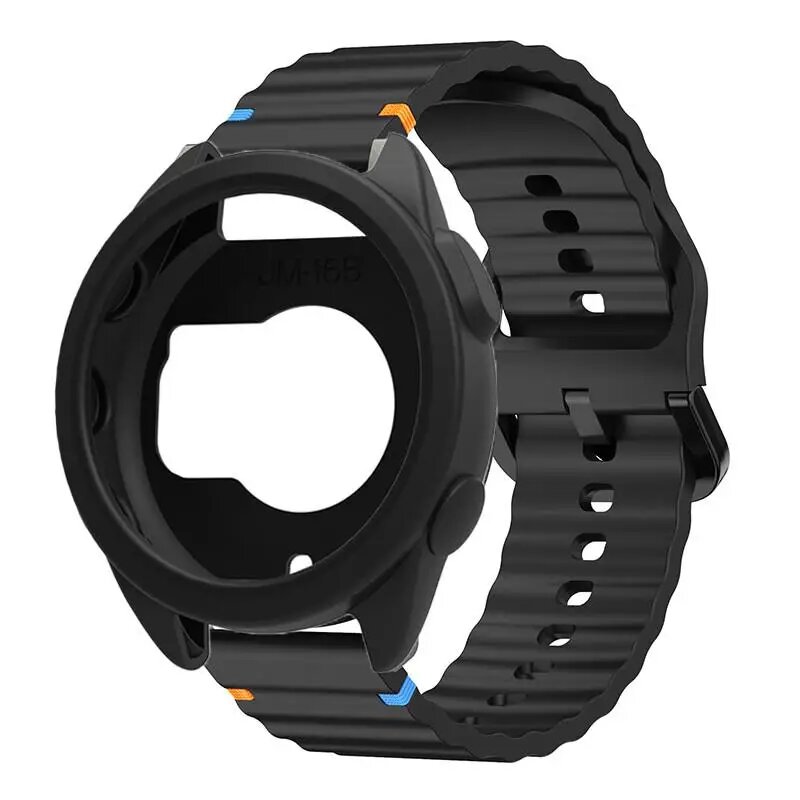 Чехол и ремешок из силикона для Garmin Forerunner 165 FancyWrist Черный, Black-B