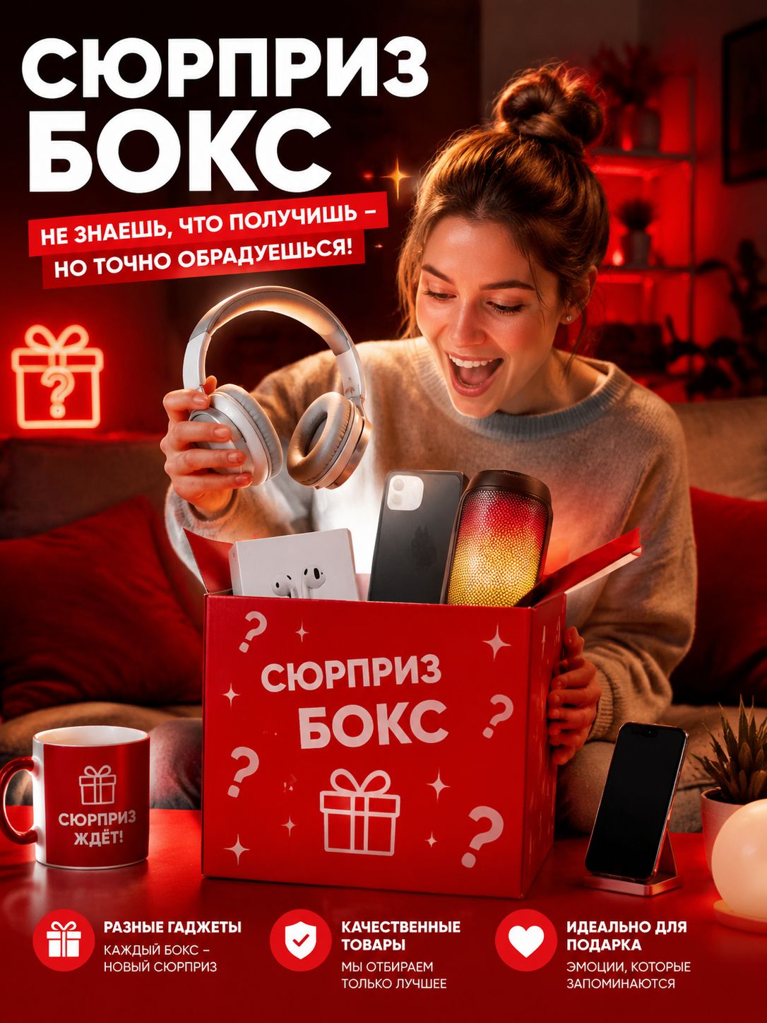 Содержит различные стили электронных аксессуаров, только один товар выдается на склад при оформлении заказа и не может быть выбран