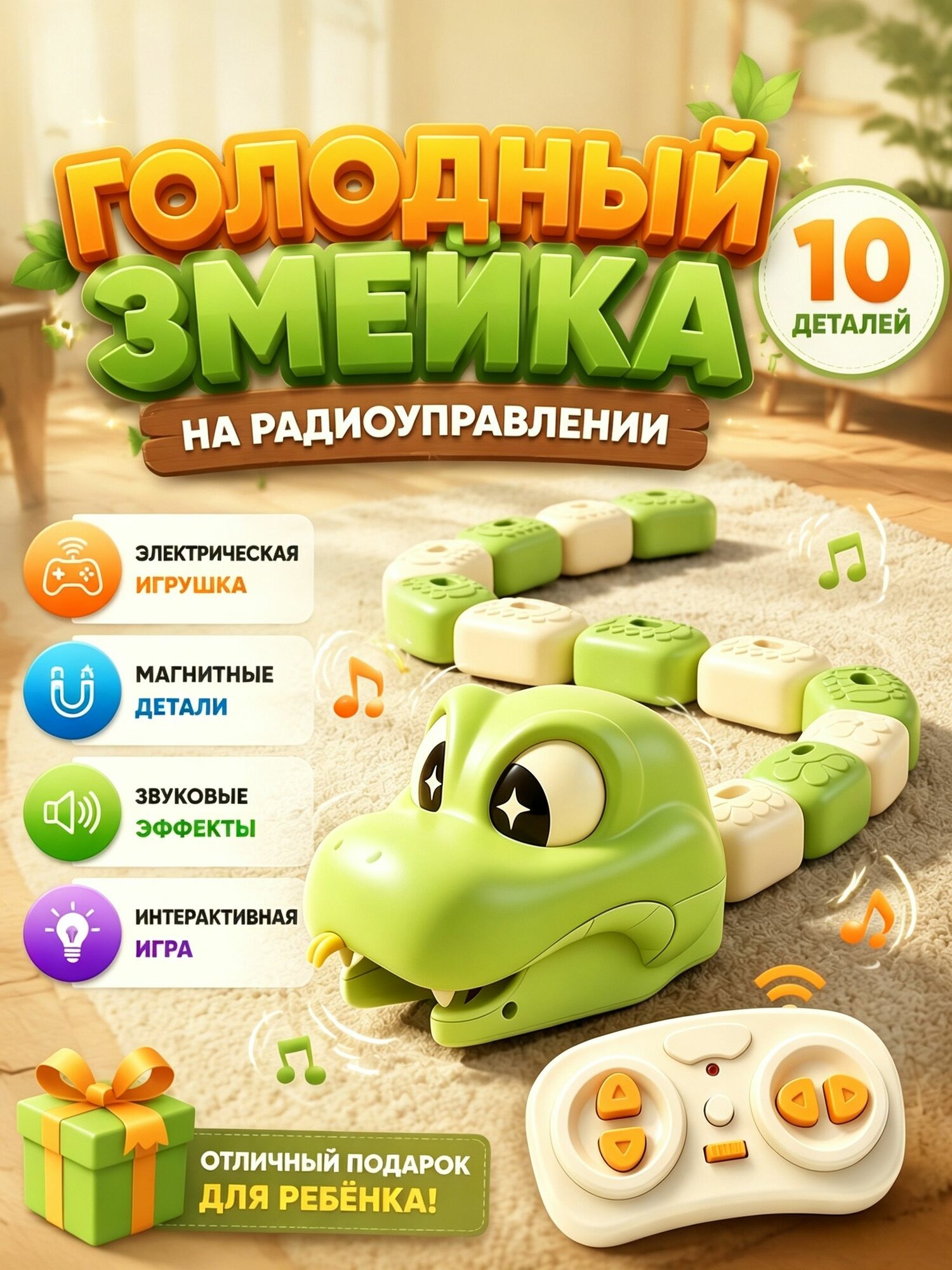 Игрушка-змея с дистанционным управлением и магнитной, 1 шт, Интерактивные и электронные игрушки, Форма змеи