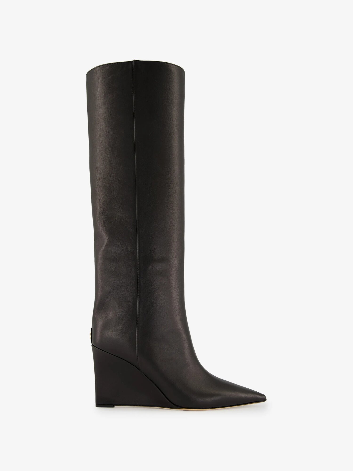 Ботинки Blake 85 black smooth leather knee-high boots with wedge heel