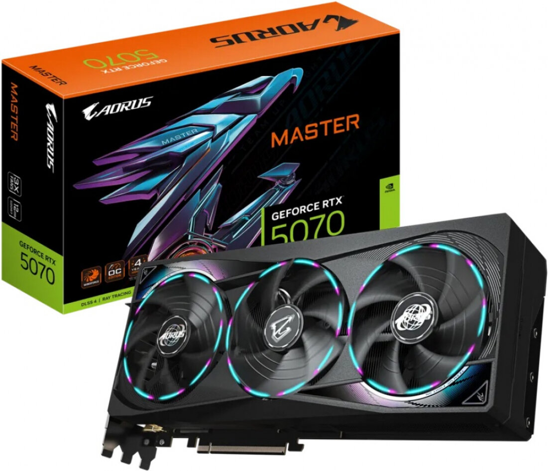Видеокарта RTX 5070 12Gb Gigabyte GV-N5070AORUS M-12GD, 3 вертушки