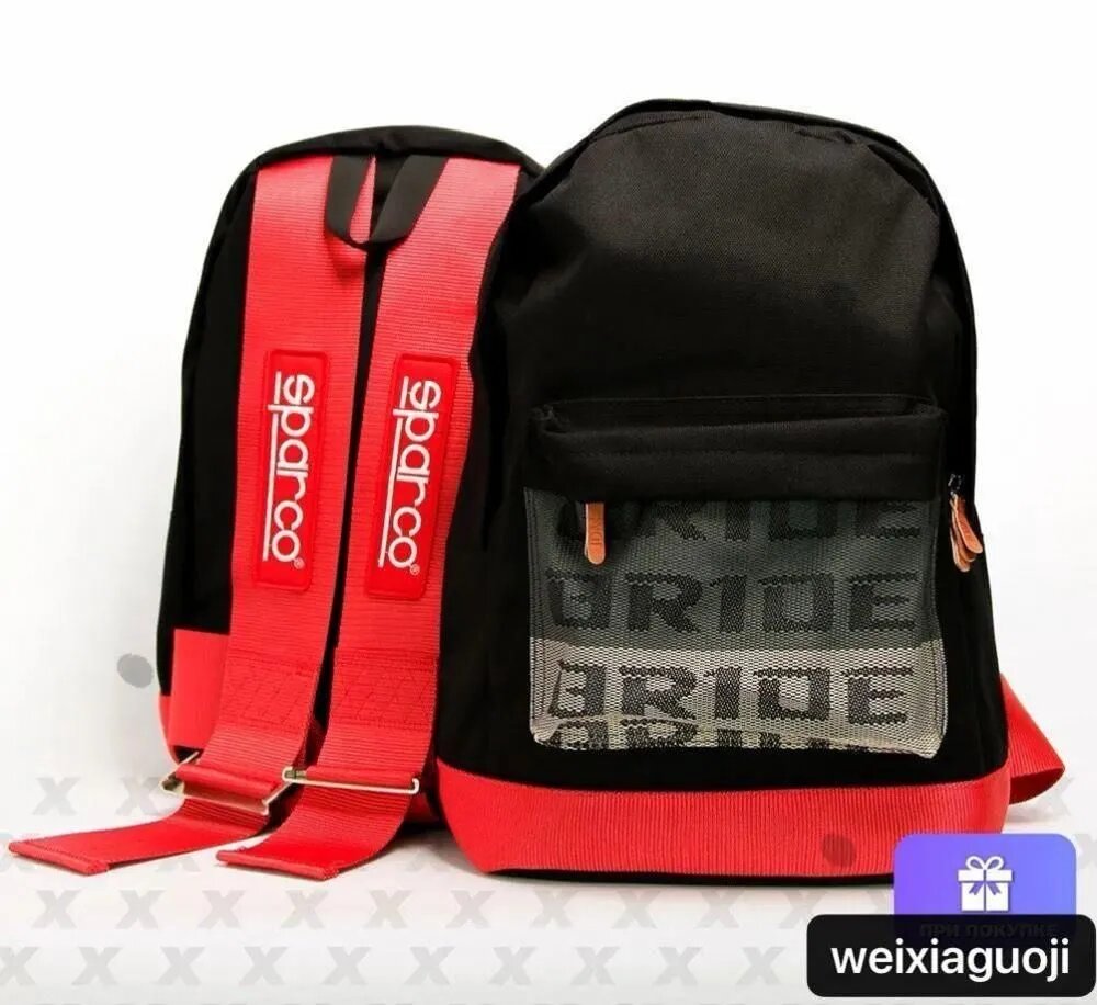 Рюкзак JDM BRIDE SPARCO красный, полиэстер, с карманом для ноутбука до 14 дюймов