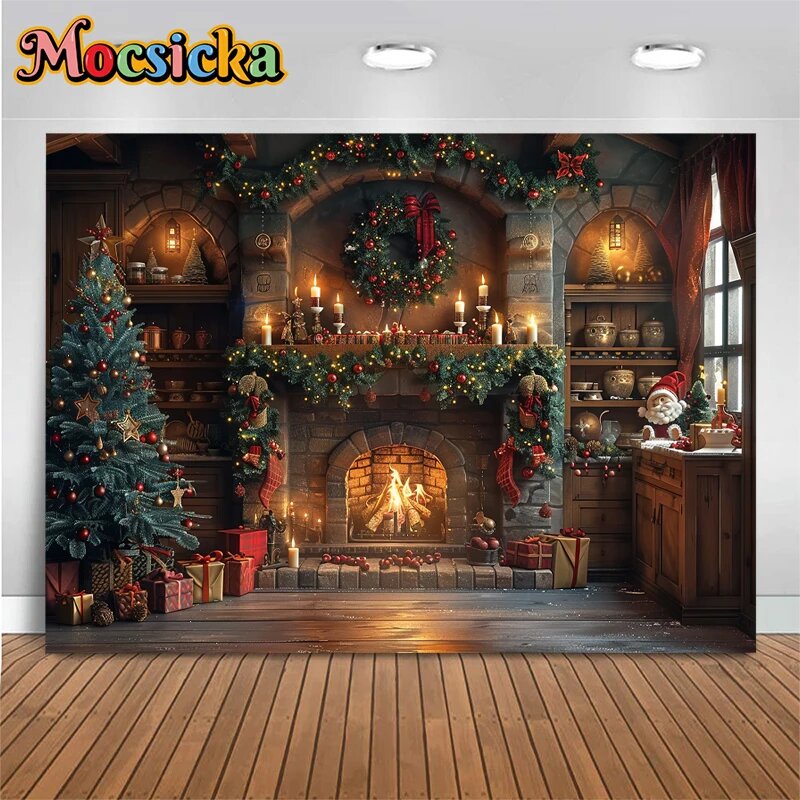 Фотофон MOCSICKA хлопковый рождественский дом 4