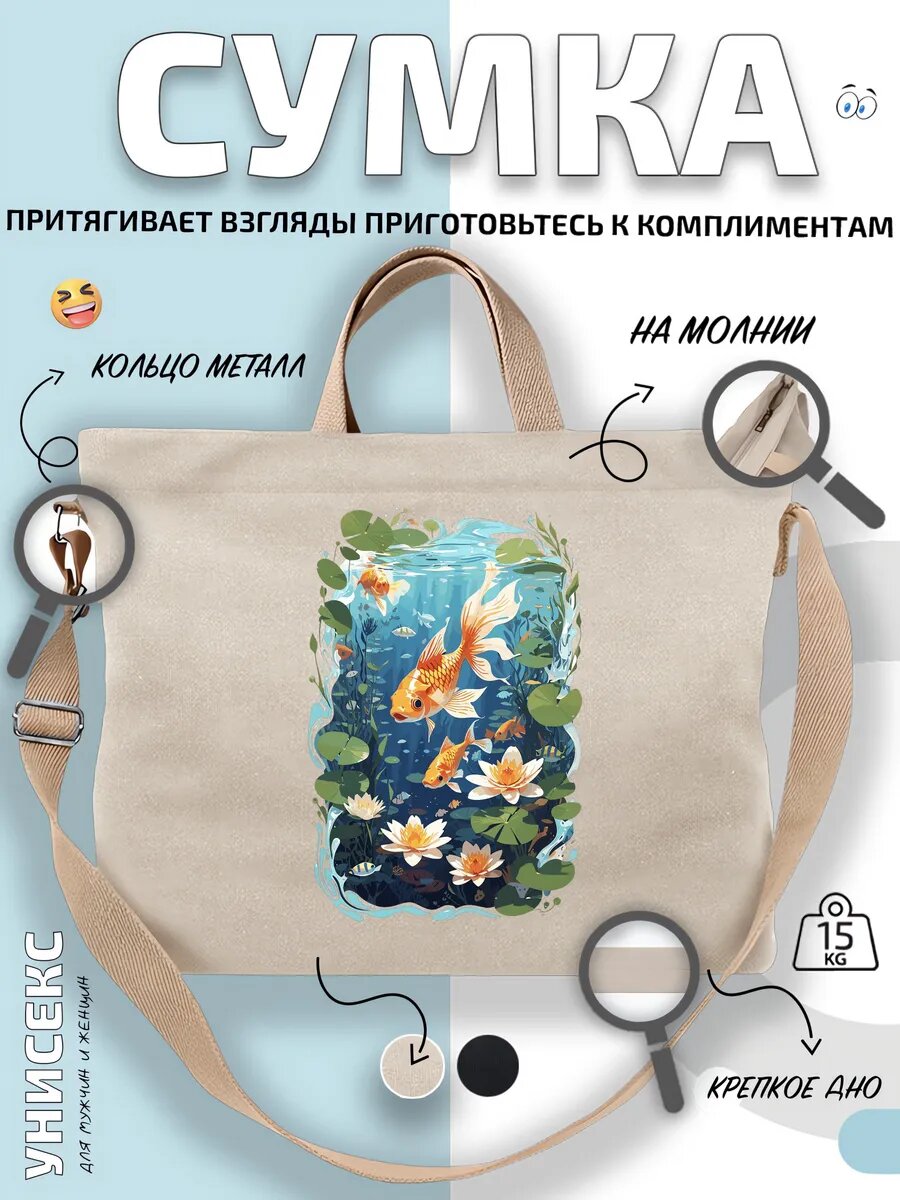 Сумка шоппер  Золотая Рыбка Koi Pond Природа