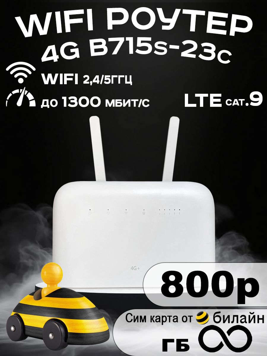 4G Wi Fi роутер B715s-23c с безлимитным интернетом 800р