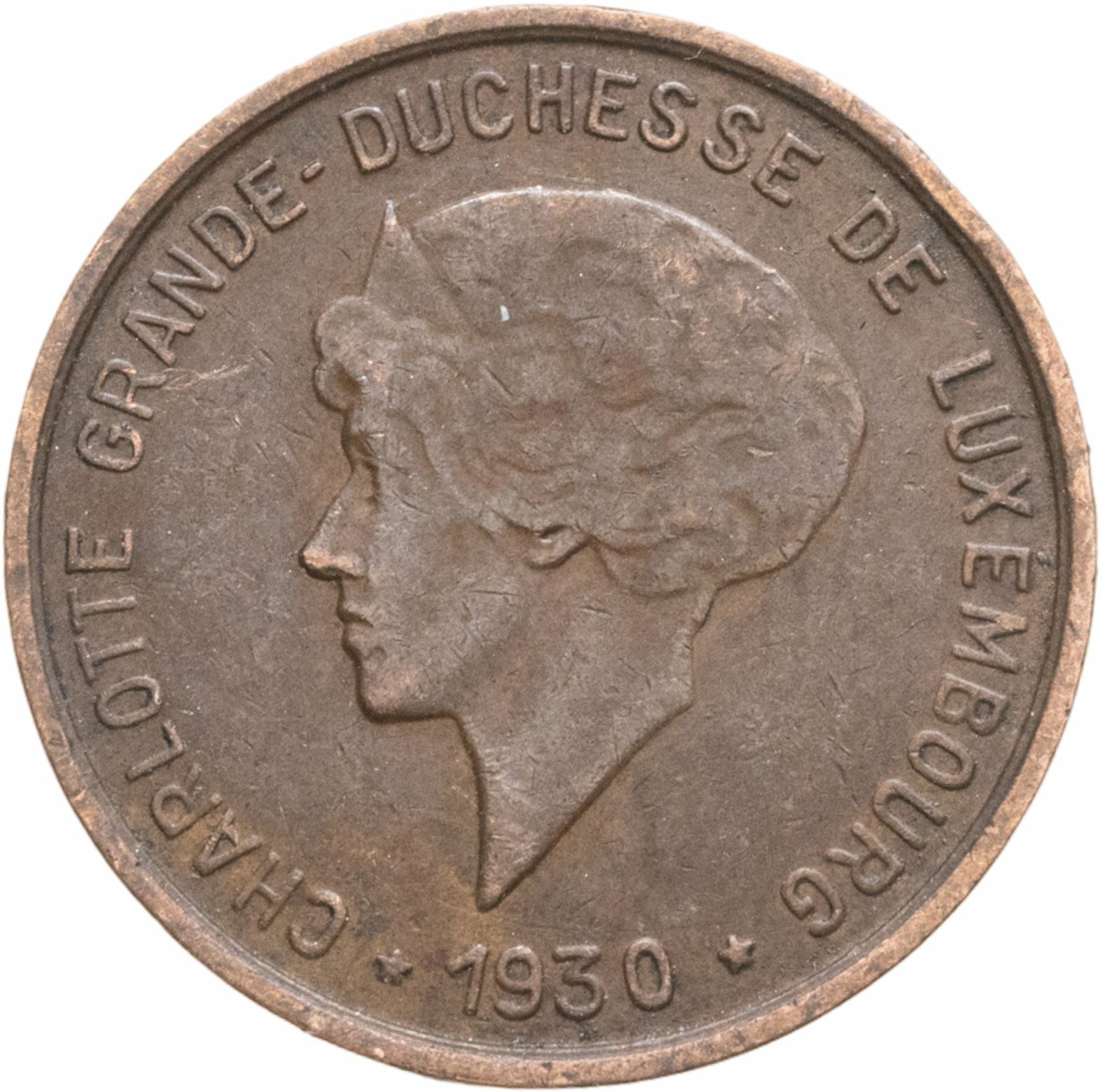 Люксембург 5 сантимов centimes 1930, Бронза, в сохранности VF