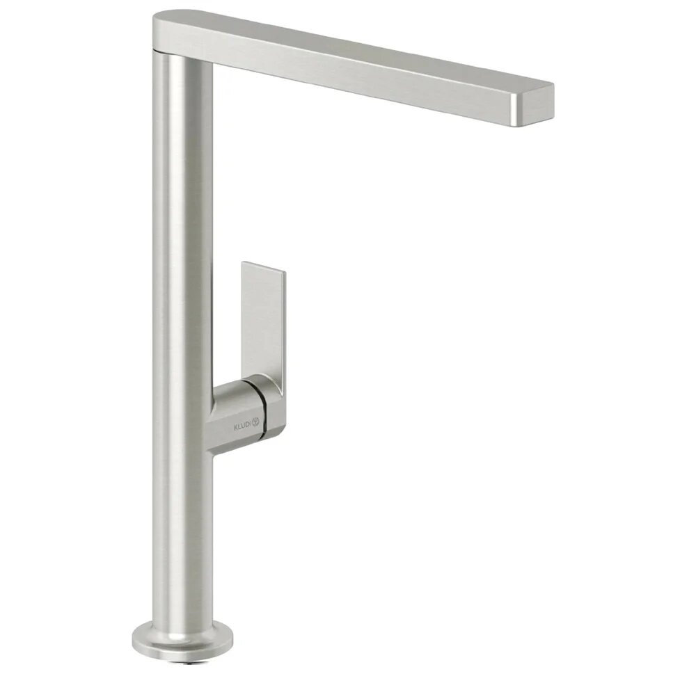 Смеситель для кухни Kludi Qord 56803N575 с поворотным изливом, однорычажный, латунный, нержавеющая сталь, с керамическим картриджем