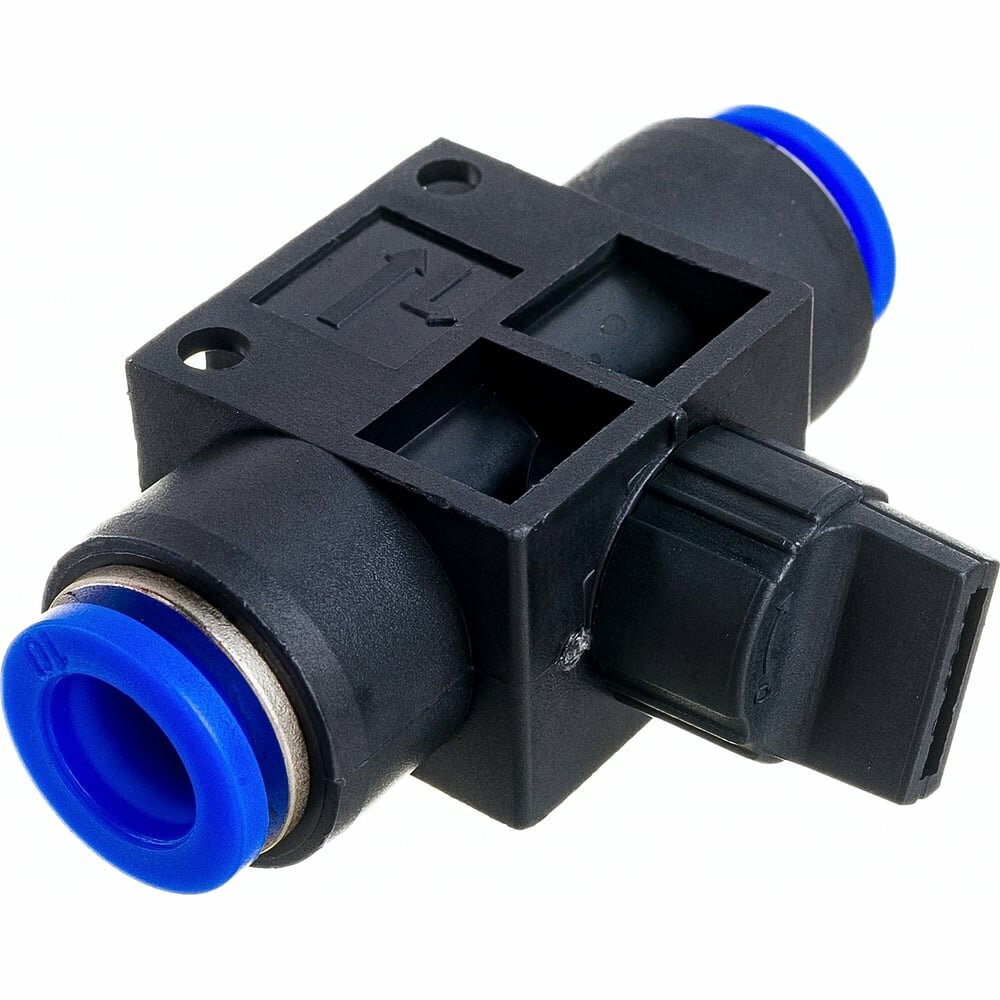 Прямой фитинг цанговый Pegas с краном 10 мм - 10 мм Pegas pneumatic 6006