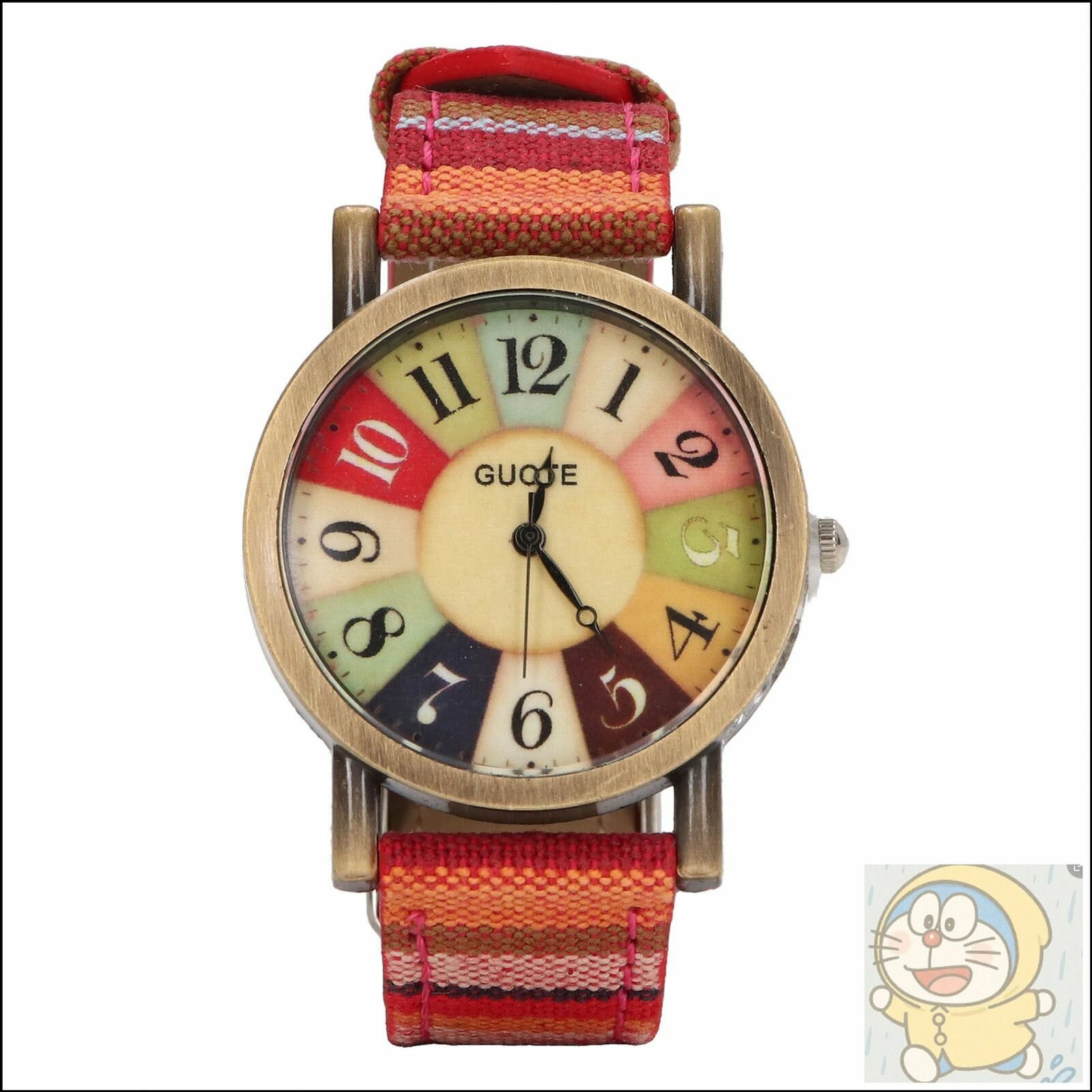Женские наручные часы Hippie Watch красные кварцевые с круглым циферблатом и ремешком