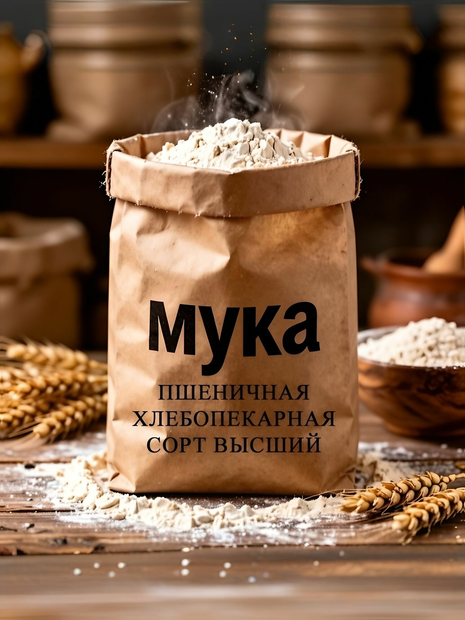 Мука Пшеничная Хлебопекарная сорт Высший Симбирский Мельник, 2шт по 1кг
