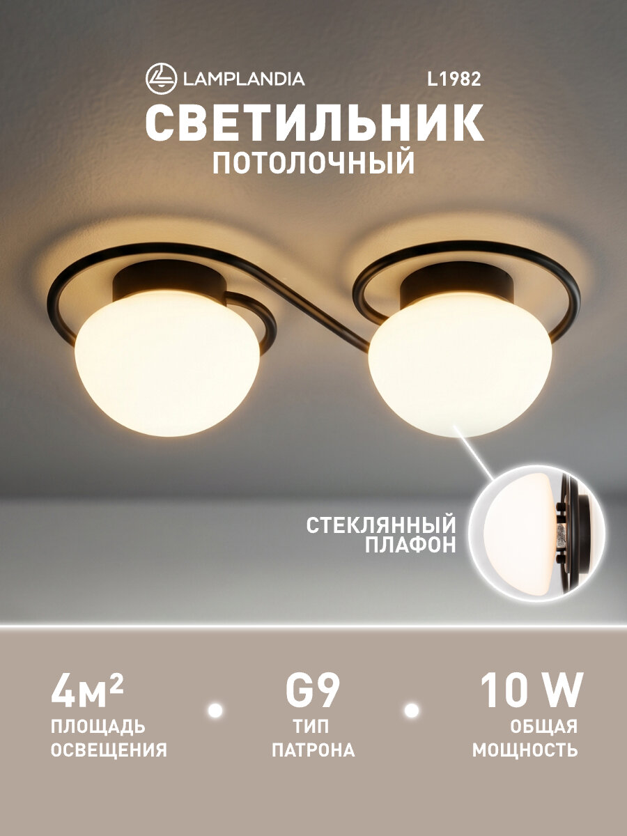 Светильник потолочный Lamplandia L1982 GALLO TWIN BLACK, G9*2 макс 5Вт